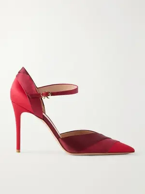 GIANVITO ROSSI 95 Crepe-satin Pumps - Red