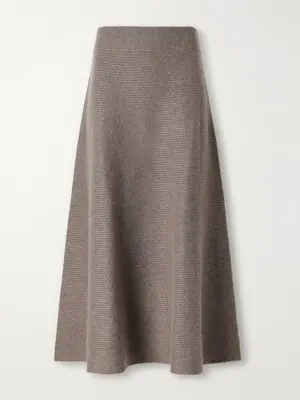 LISA YANG Dovie Ribbed Cashmere Midi Skirt - Neutrals