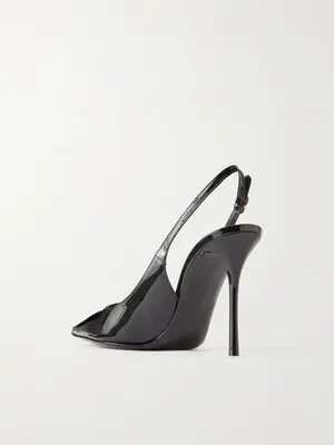 Dolce & Gabbana 105 Logo-embellished Patent-leather Slingback Pumps