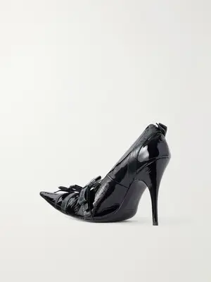 Acne Studios 110 Bow-detailed Crinkled Patent-leather Pumps
