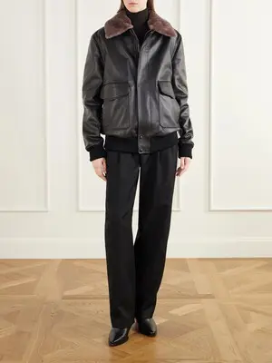 Gabriela Hearst Grant Shearling-trimmed Leather Bomber Jacket