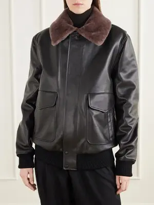 Gabriela Hearst Grant Shearling-trimmed Leather Bomber Jacket