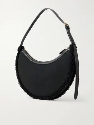 Alaïa Demi Lune Shearling-trimmed Suede Shoulder Bag