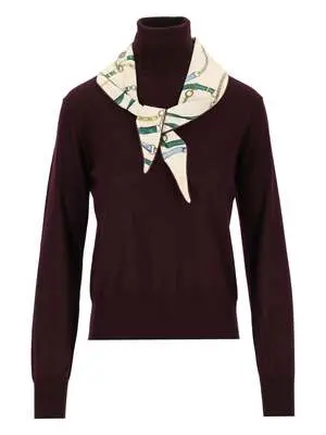 FORTE_FORTE Turtleneck Sweater With Foulard - Multicolor