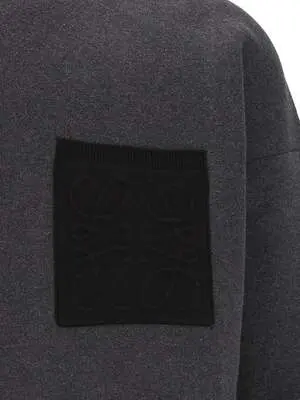Loewe Cotton-blend Anagram Sweater With Pocket - Gray