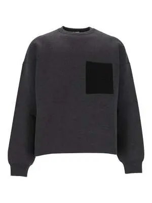 Loewe Cotton-blend Anagram Sweater With Pocket - Gray