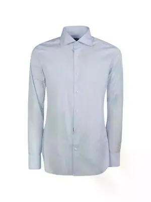Zegna Spread-collar Long-sleeved Shirt - Blue