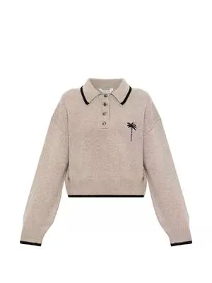 Palm Angels Palm-tree Embroidery Polo Sweater