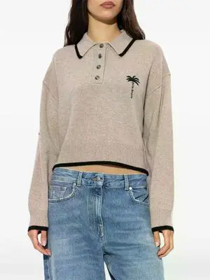 Palm Angels Palm-tree Embroidery Polo Sweater