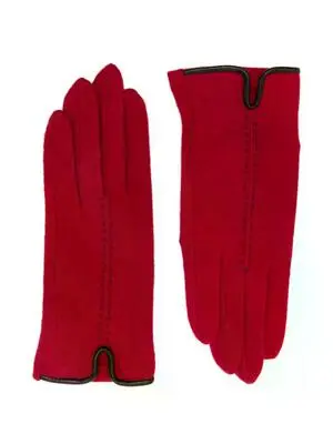 L'APERO Belfort Heart-embroidered Contrast-trim Gloves - Red