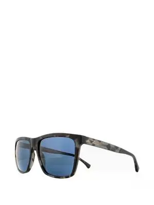 Emporio Armani Tortoiseshell-effect Rectangle-frame Sunglasses - Grey