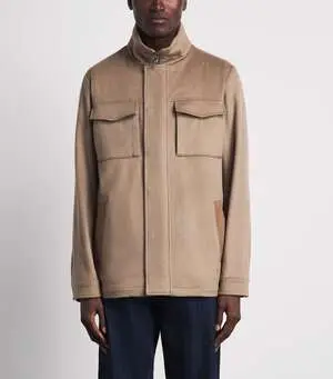 Corneliani Cashmere Suede-trimmed Shacket