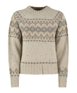 MC2 SAINT BARTH Merida Fair Isle Knitted Sweater - Nude