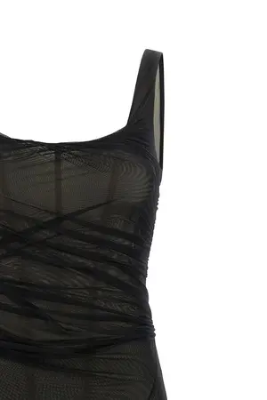 Attico Square-neck Mesh Sleeveless Dress