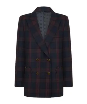 BLAZÉ MILANO Everynight Checked Double-breasted Blazer