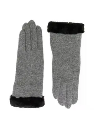L'APERO Cygne Faux-fur-trim Gloves - Grey