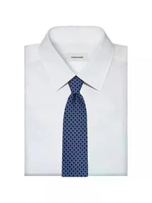 FERRAGAMO Gancini Print Silk Tie