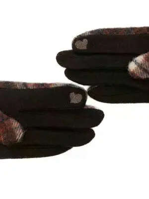 L'APERO Beauvais Check-pattern Wool Gloves - Brown