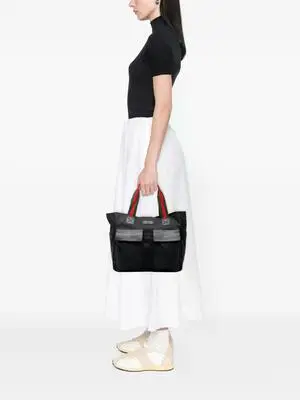 Gucci 2000-2015 Gg Canvas Web Double Pockets Tote Bag - Black