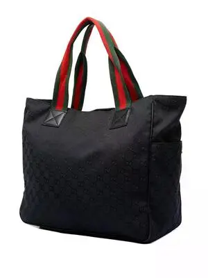 Gucci 2000-2015 Gg Canvas Web Double Pockets Tote Bag - Black