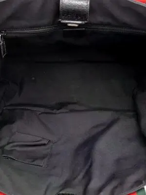 Gucci 2000-2015 Gg Canvas Web Double Pockets Tote Bag - Black