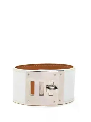 Hermès 2014 Epsom And Palladium Plated Kelly Dog Cuff Bracelet Costume Bracelet
