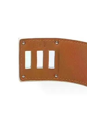 Hermès 2014 Epsom And Palladium Plated Kelly Dog Cuff Bracelet Costume Bracelet