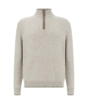 Paul & Shark Wool And Cashmere Half-zip Sweater - Silver