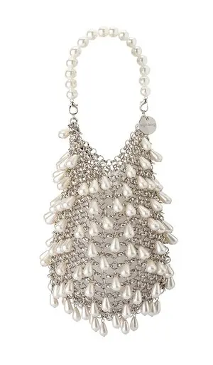 OLGA BERG Jaden Pearl Chainmail Bag In Metallic