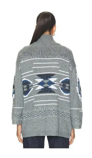 Autumn Cashmere Southwest Fringed Shawl Collar Throw In Neutral