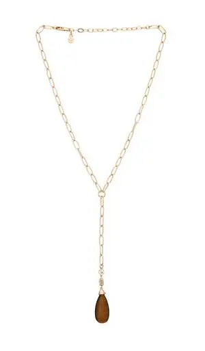 Ettika Teardrop Stone Lariat In Metallic Gold