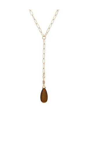 Ettika Teardrop Stone Lariat In Metallic Gold