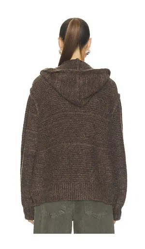 Free People Thistle Hooded Cardigen In Chocolate