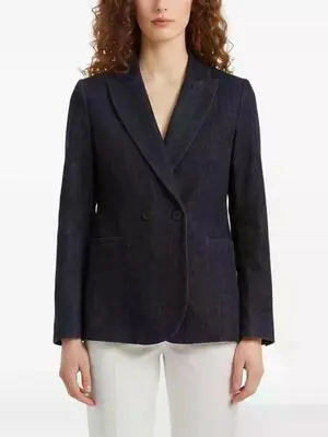SUTTON NEW YORK Double-breasted Velvet Jacket - Blue