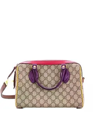 Gucci Convertible Boston Bag Gg Coated Canvas And Leather Small Satchel - Pink