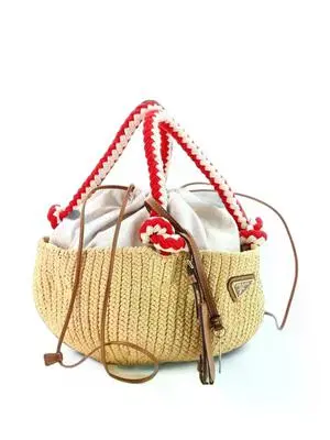 Prada Basket Crochet Raffia Small Tote Bag