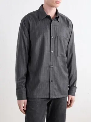 Nn07 Freddy 10052 Pinstriped Wool-blend Flannel Shirt