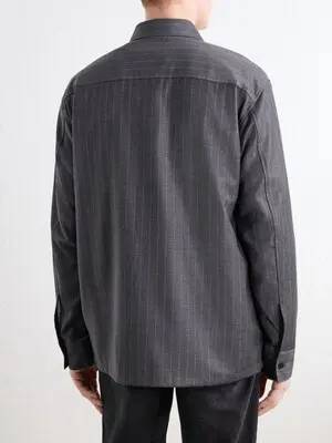 Nn07 Freddy 10052 Pinstriped Wool-blend Flannel Shirt