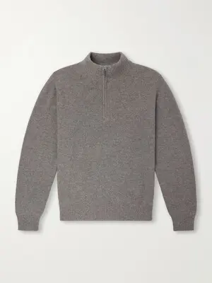 N.peal Ribbed Cashmere Zip-up Sweater - Gray