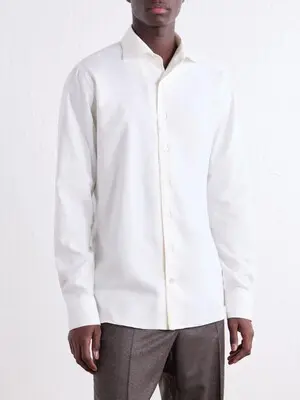 DE PETRILLO Cutaway-collar Brushed Cotton-twill Shirt