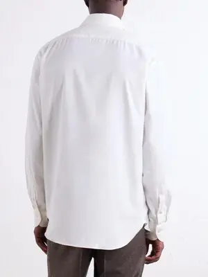 DE PETRILLO Cutaway-collar Brushed Cotton-twill Shirt