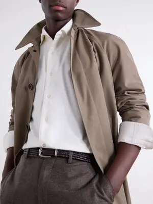 DE PETRILLO Cutaway-collar Brushed Cotton-twill Shirt