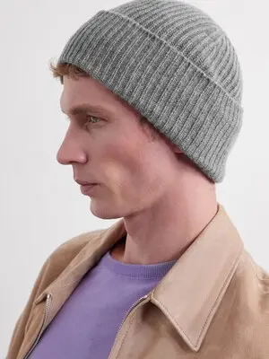Anderson & Sheppard Ribbed Cashmere Beanie