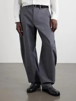 Sacai Barrel-leg Belted Woven Trousers