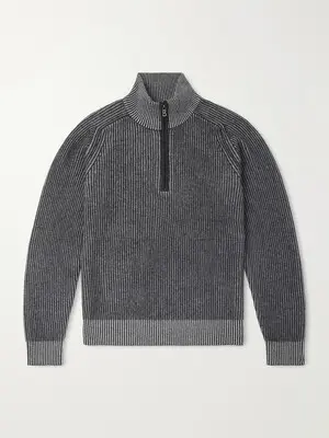 Bogner Dwayne Ribbed Wool And Cashmere-blend Half-zip Ski Mid-layer - Gray