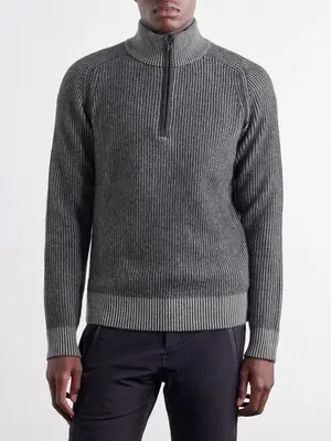 Bogner Dwayne Ribbed Wool And Cashmere-blend Half-zip Ski Mid-layer
