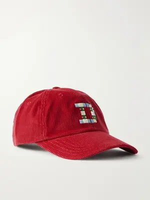 DRAKE'S 1977 Logo-embroidered Cotton-corduroy Baseball Cap