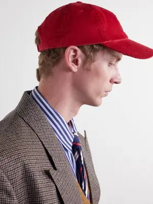 DRAKE'S 1977 Logo-embroidered Cotton-corduroy Baseball Cap