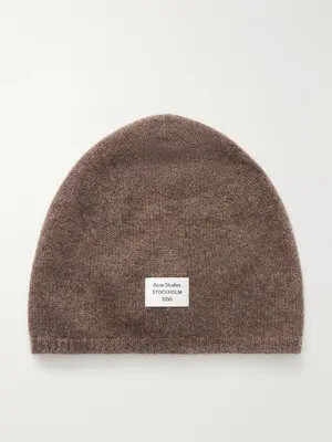 Acne Studios Kassias Logo-appliquéd Rib-trimmed Cashmere Beanie - Brown