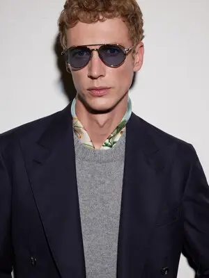 CUTLER AND GROSS The Great Frog Lynott Aviator-style -tone Titanium Sunglasses